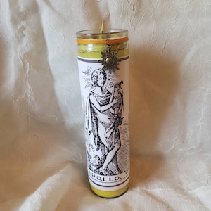 8" Handmade Greek God Apollo Candle W/ Sun Charm. Scented and Infused ...