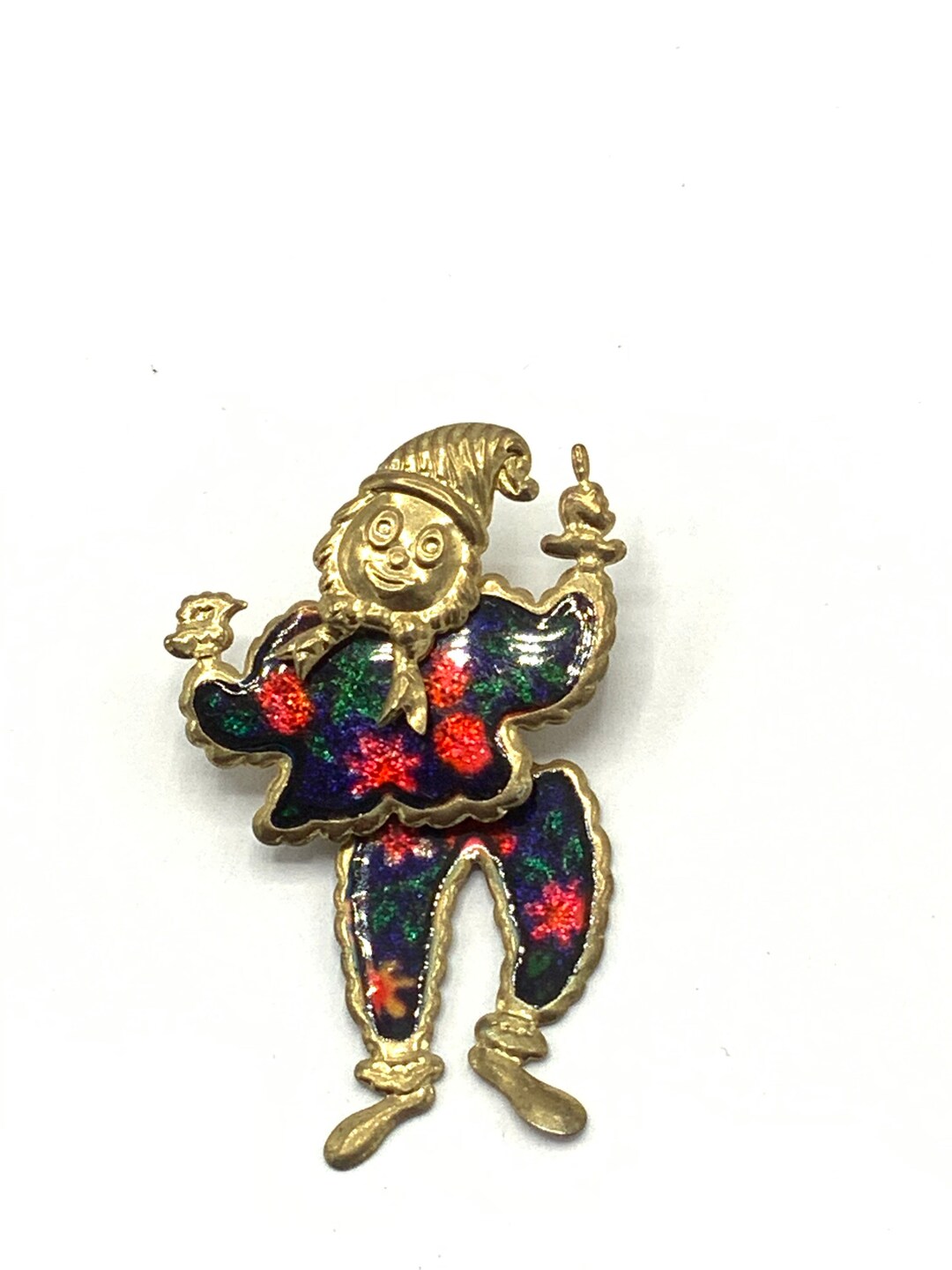 Vintage Multicolored Clown Brooch, Bras Tone, Articulate. - Etsy UK