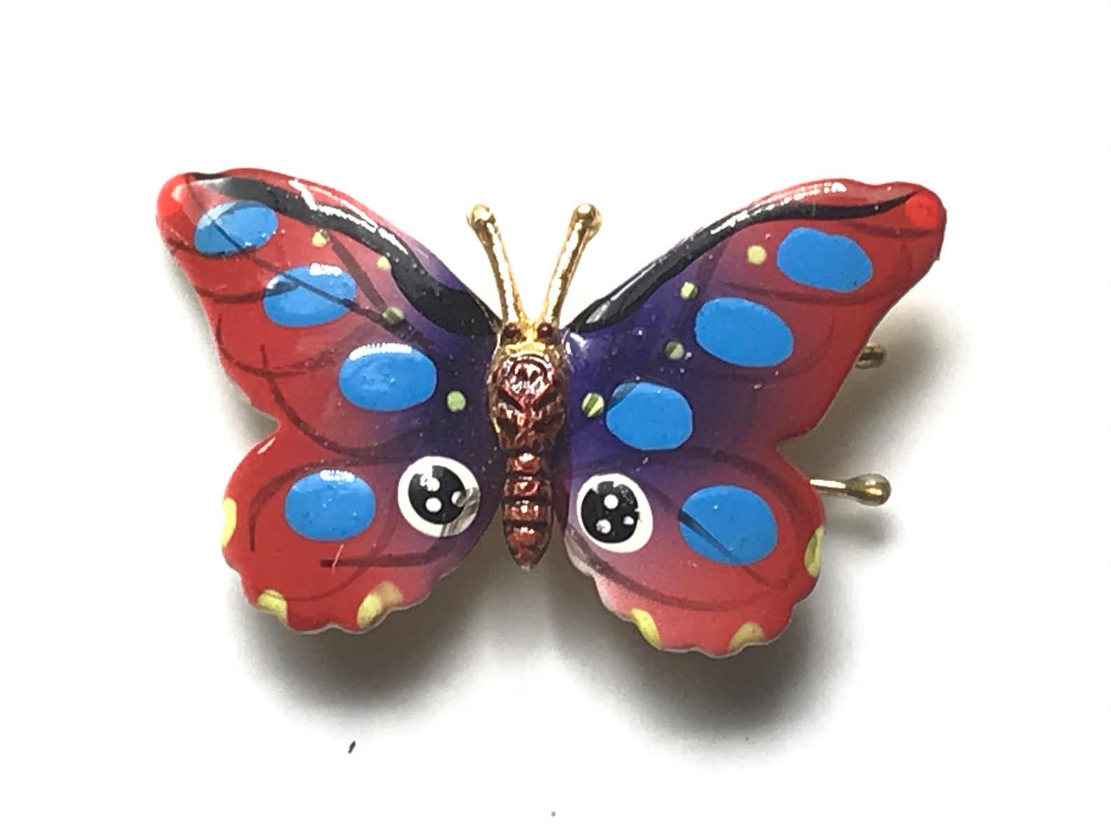 Vintage Enamel Butterfly, Brooch, Multicolored - Etsy