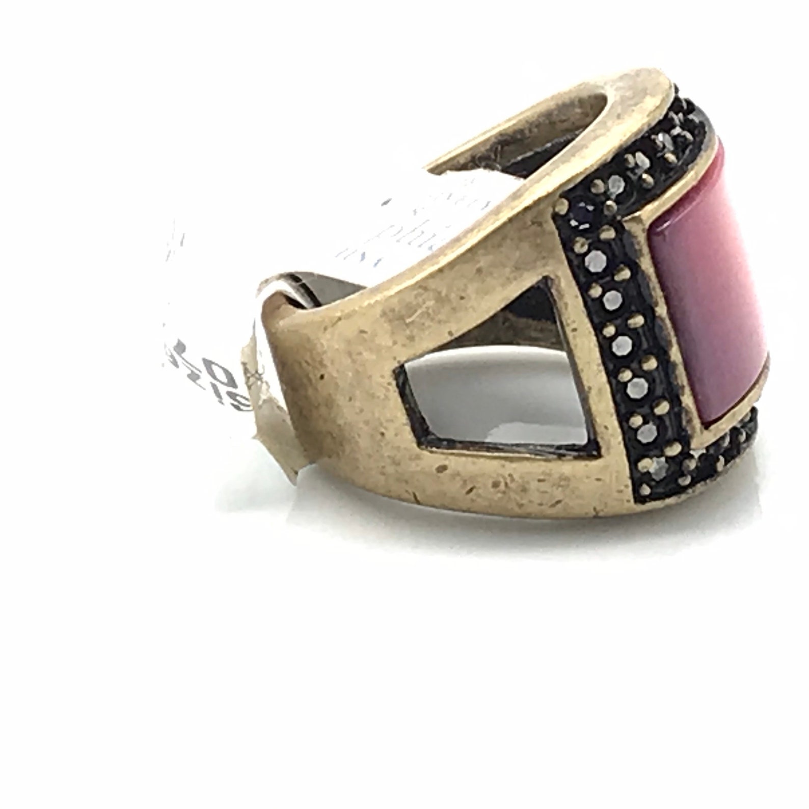 Gorgeous Brass and Pick Ring by Lia Sophia With Rhinestone - Etsy