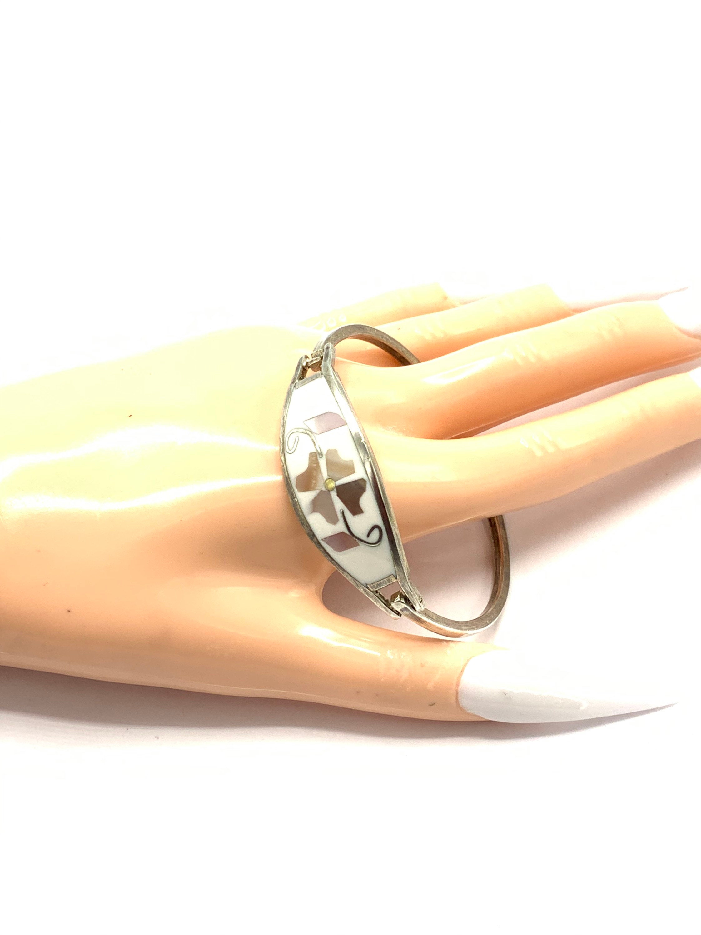 Vintage Alpaca Bracelet With Abalone Shell as Flower and White - Etsy ...