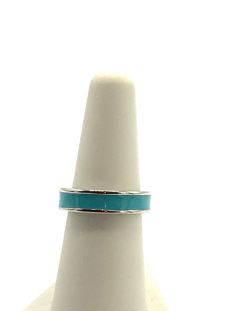 Gorgeous Collectible Silver and Light Blue Enamel Band Ring by - Etsy