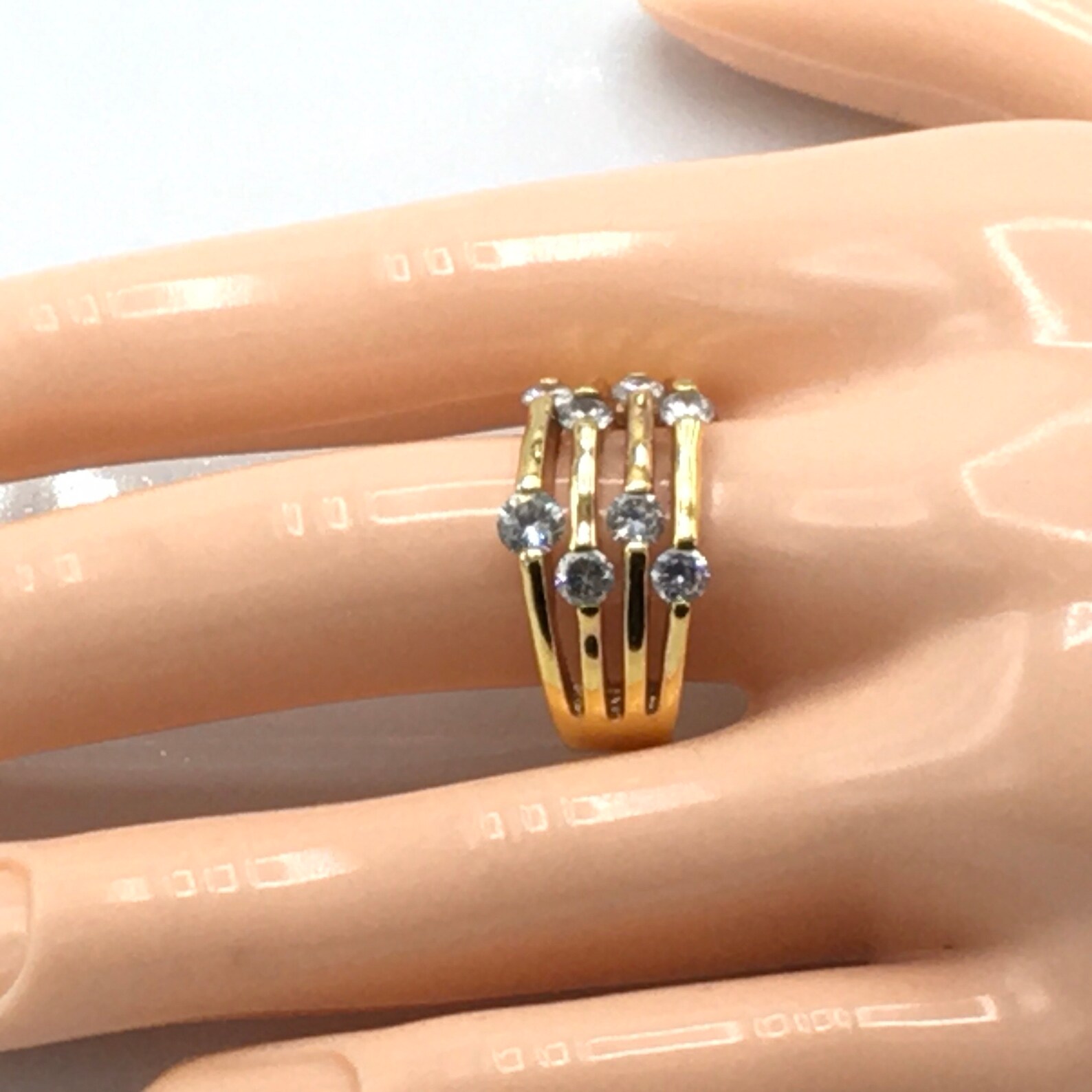 Gorgeous Zirconia and Gold Tone Ring Signed RSC Size 9. - Etsy UK