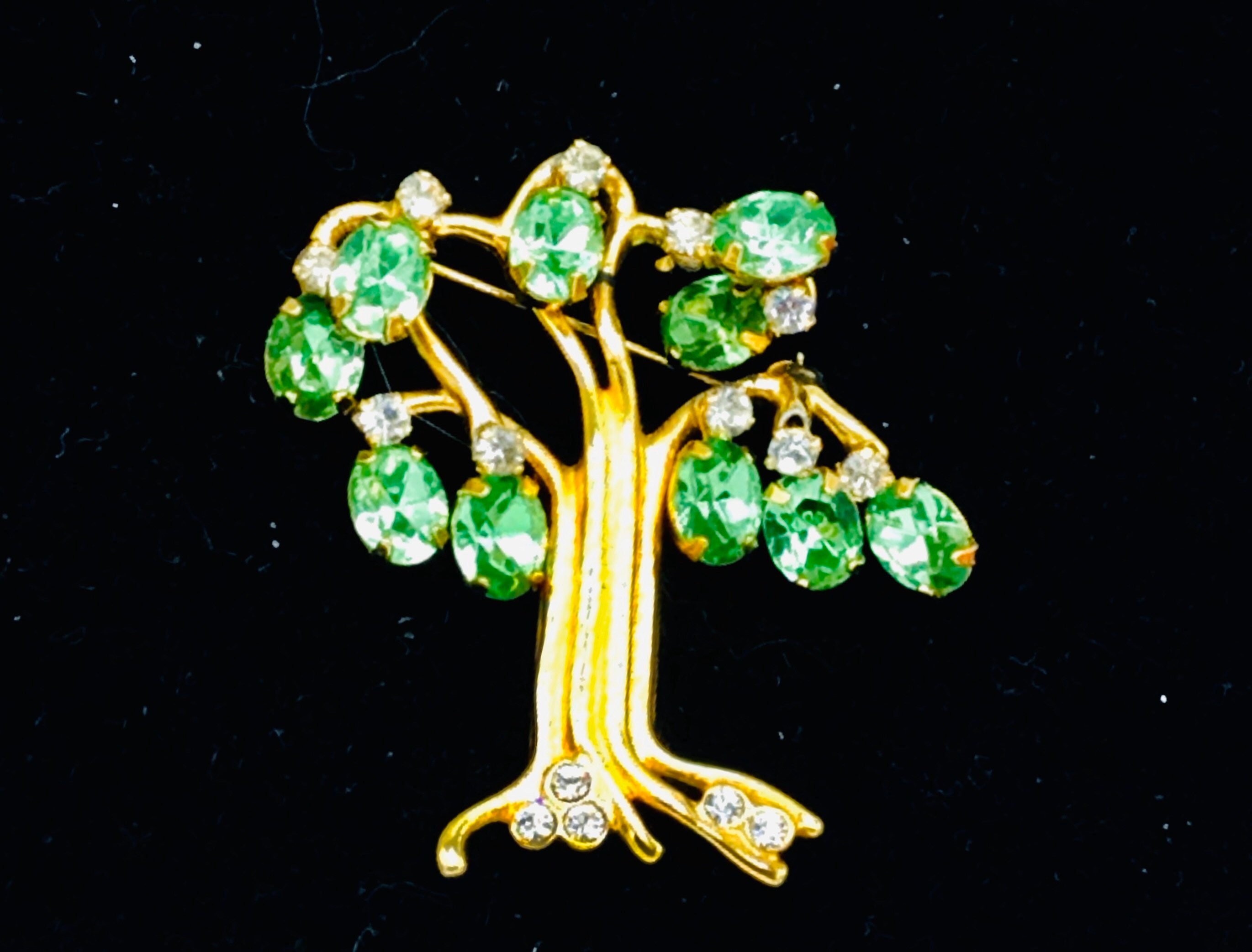 Vintage tree of life brooch by KJL Kenneth Lane gold and green | Etsy