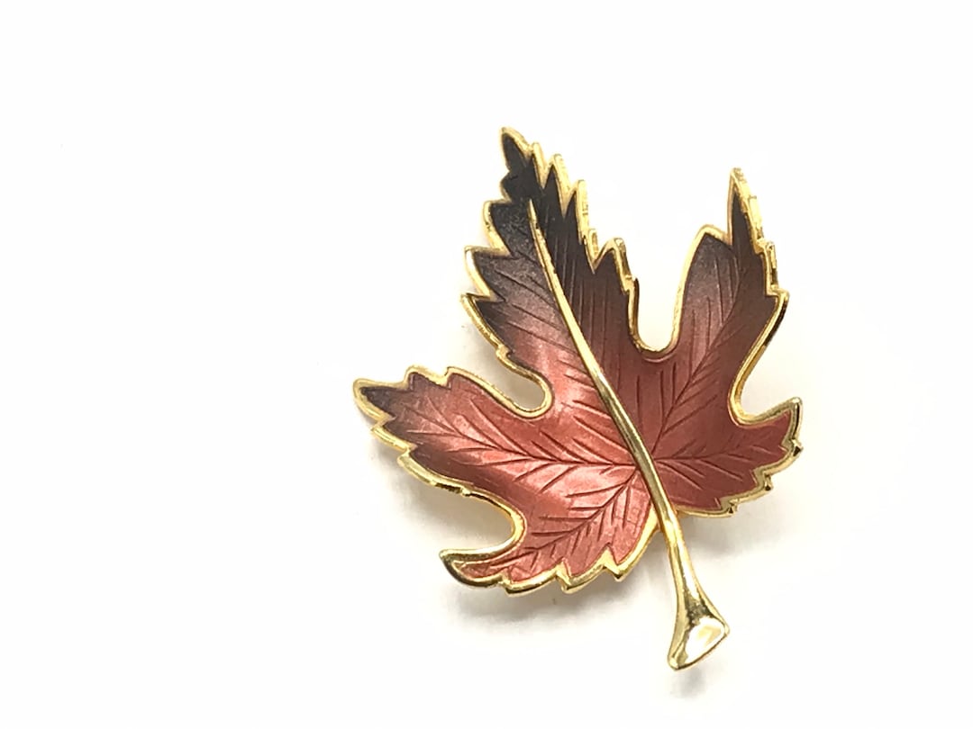 Vintage Enamel Leaf Brooch. - Etsy