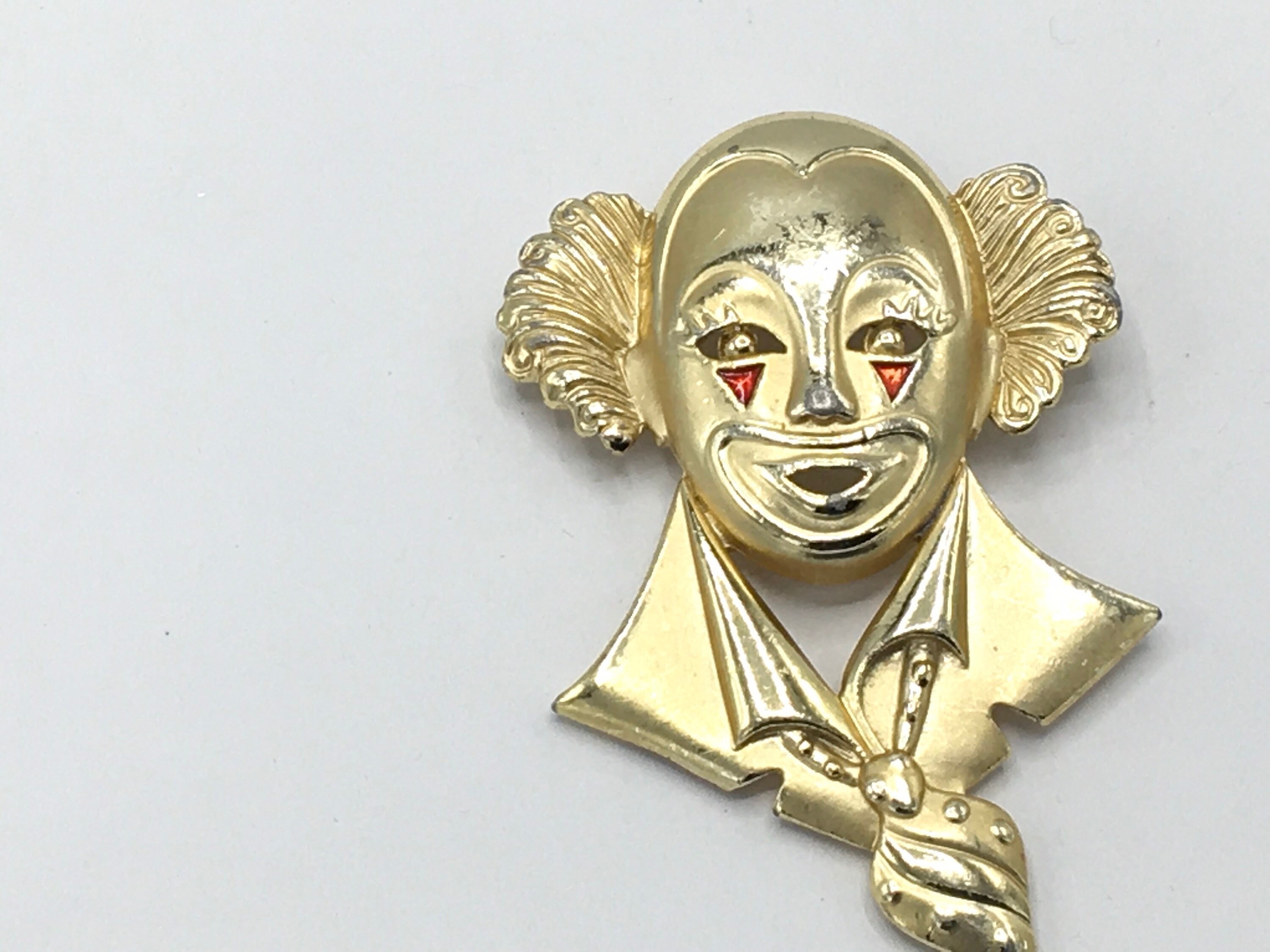 Vintage Clown Face Brooch, Gold Tone. - Etsy