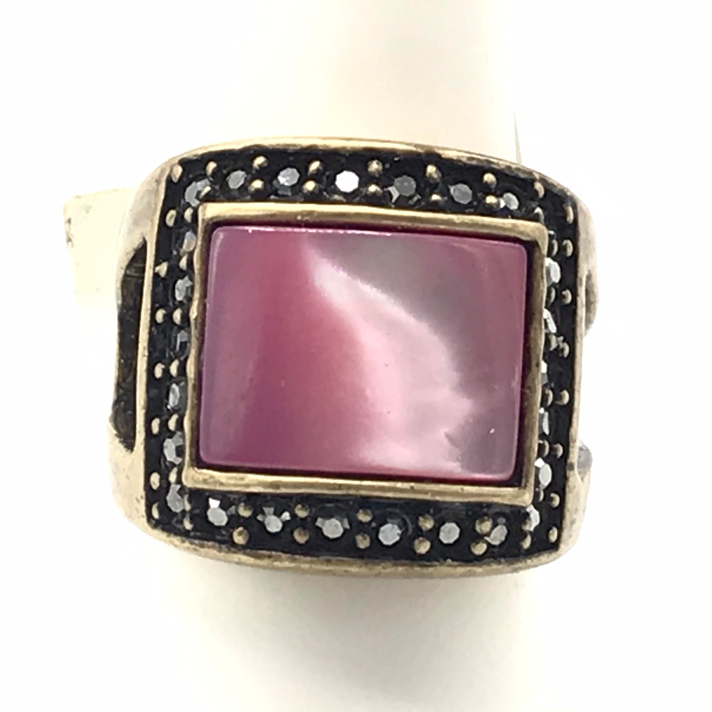 Gorgeous brass and pick ring by Lia Sophia with rhinestone | Etsy