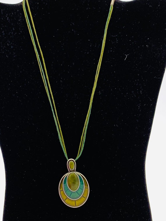 Lia Sophia Enamel Green Tone Necklace Oval Gem
