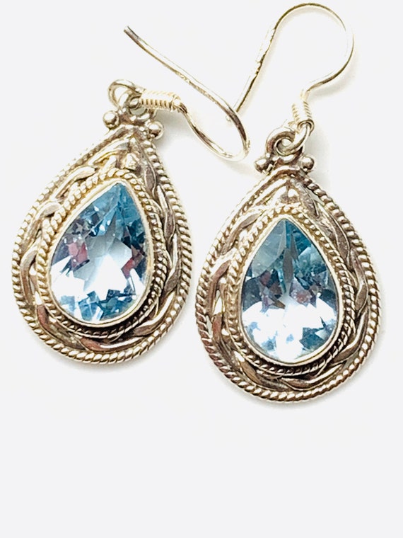 Sterling SIlver topacio azul firmado 925 AS Drop | Etsy