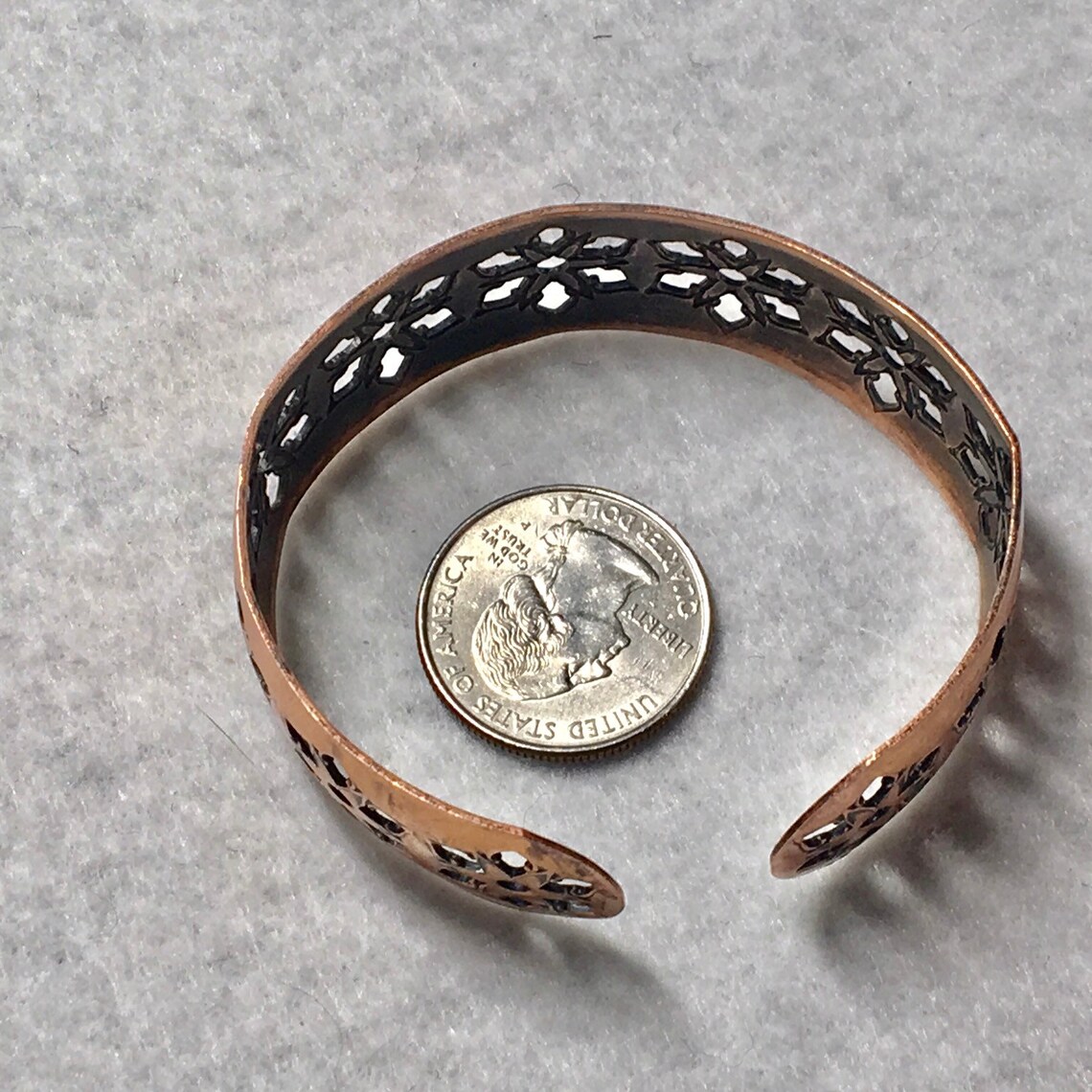 Vintage Carved Copper Bracelet With Flower Design - Etsy