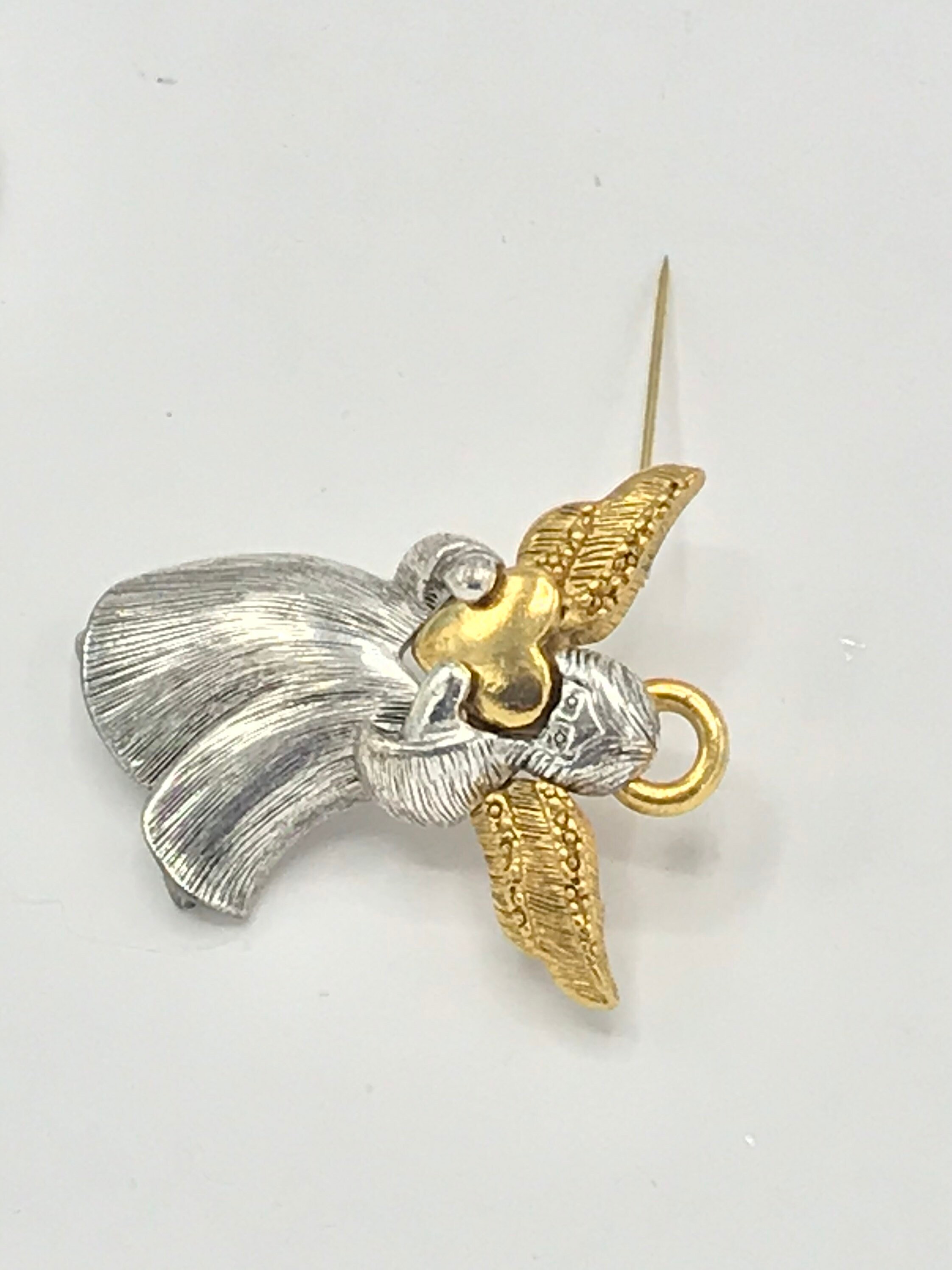 Vintage Angel Gold and Silver Tone Brooch by LC Signed - Etsy UK