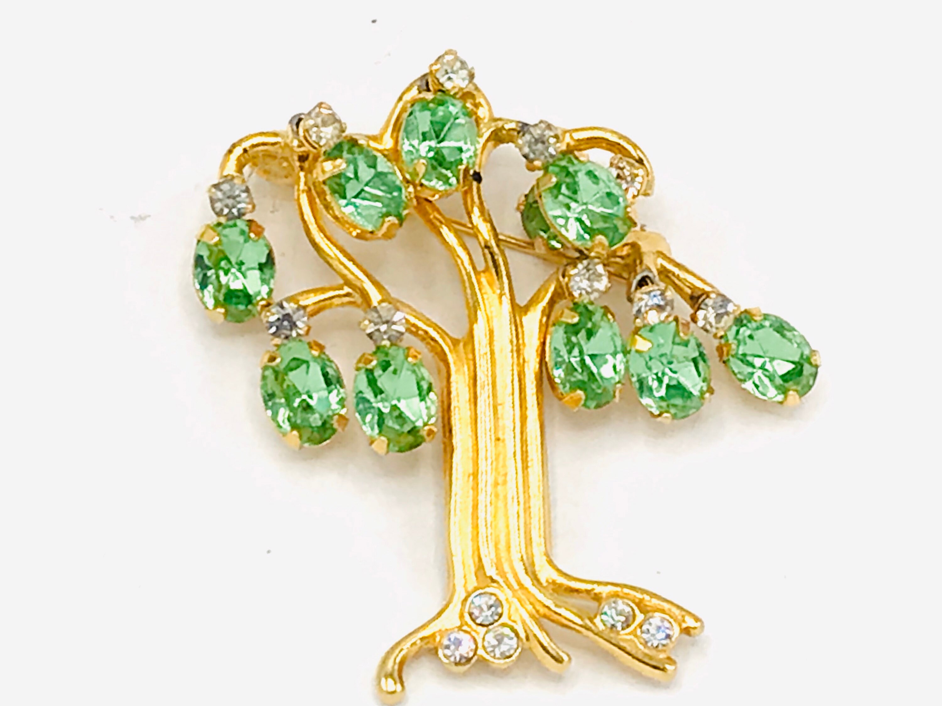 Vintage tree of life brooch by KJL Kenneth Lane gold and green | Etsy