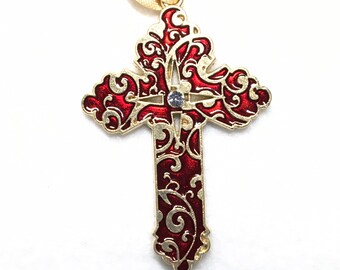 Red Enamel Cross - Etsy