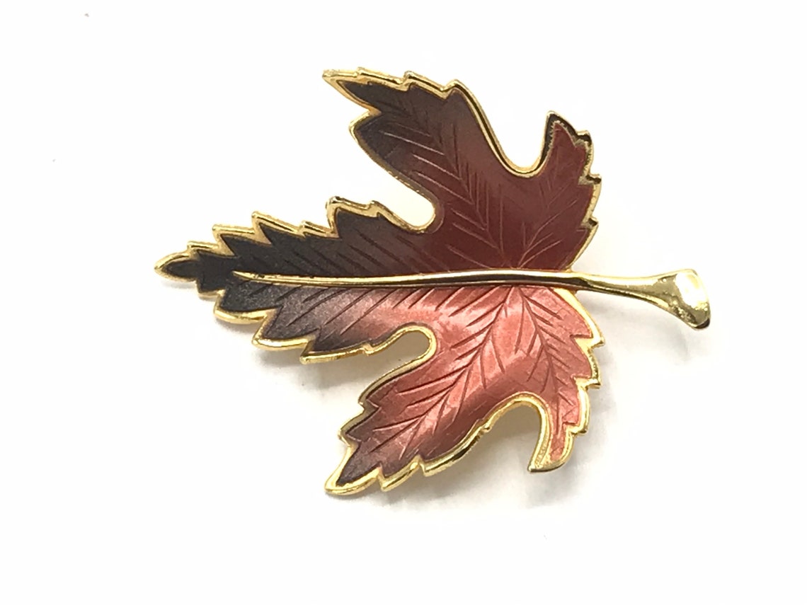 Vintage Enamel Leaf Brooch. - Etsy