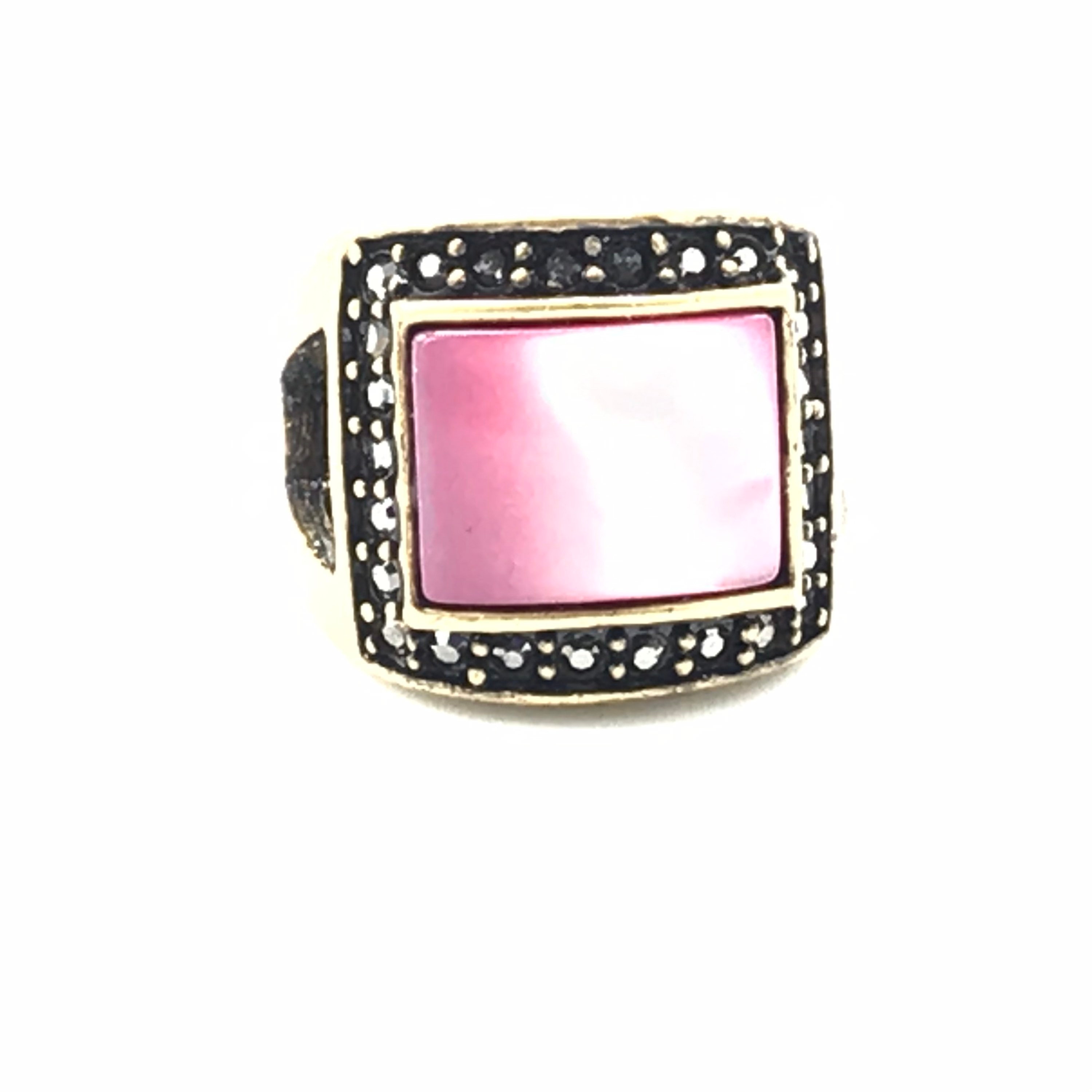 Gorgeous brass and pick ring by Lia Sophia with rhinestone | Etsy