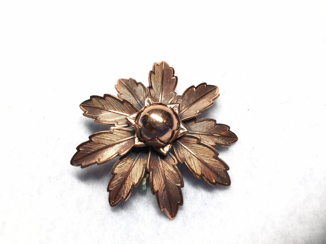 Vintage Flower Copper Brooch by Copper Bell - Etsy