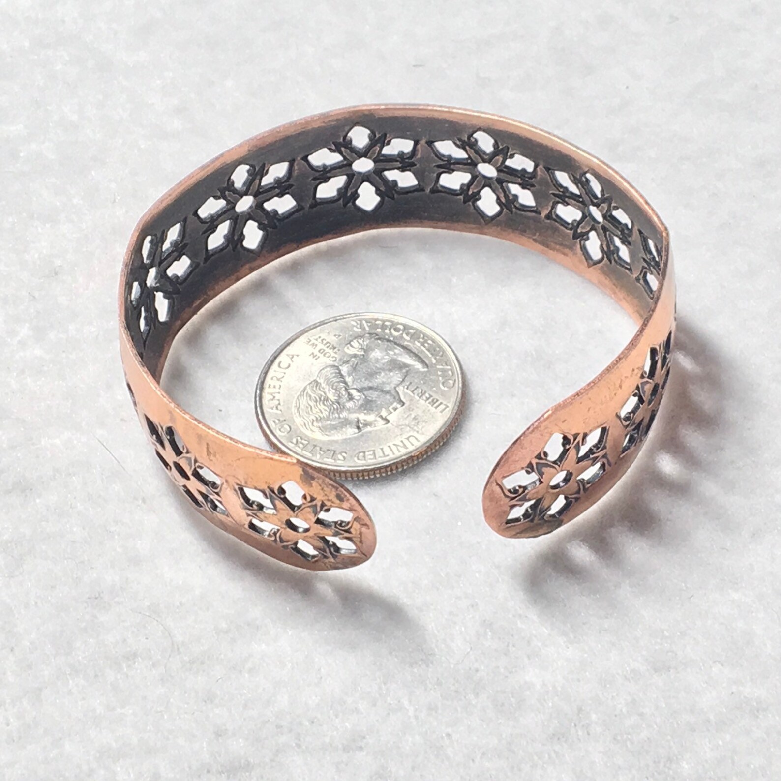 Vintage Carved Copper Bracelet With Flower Design - Etsy