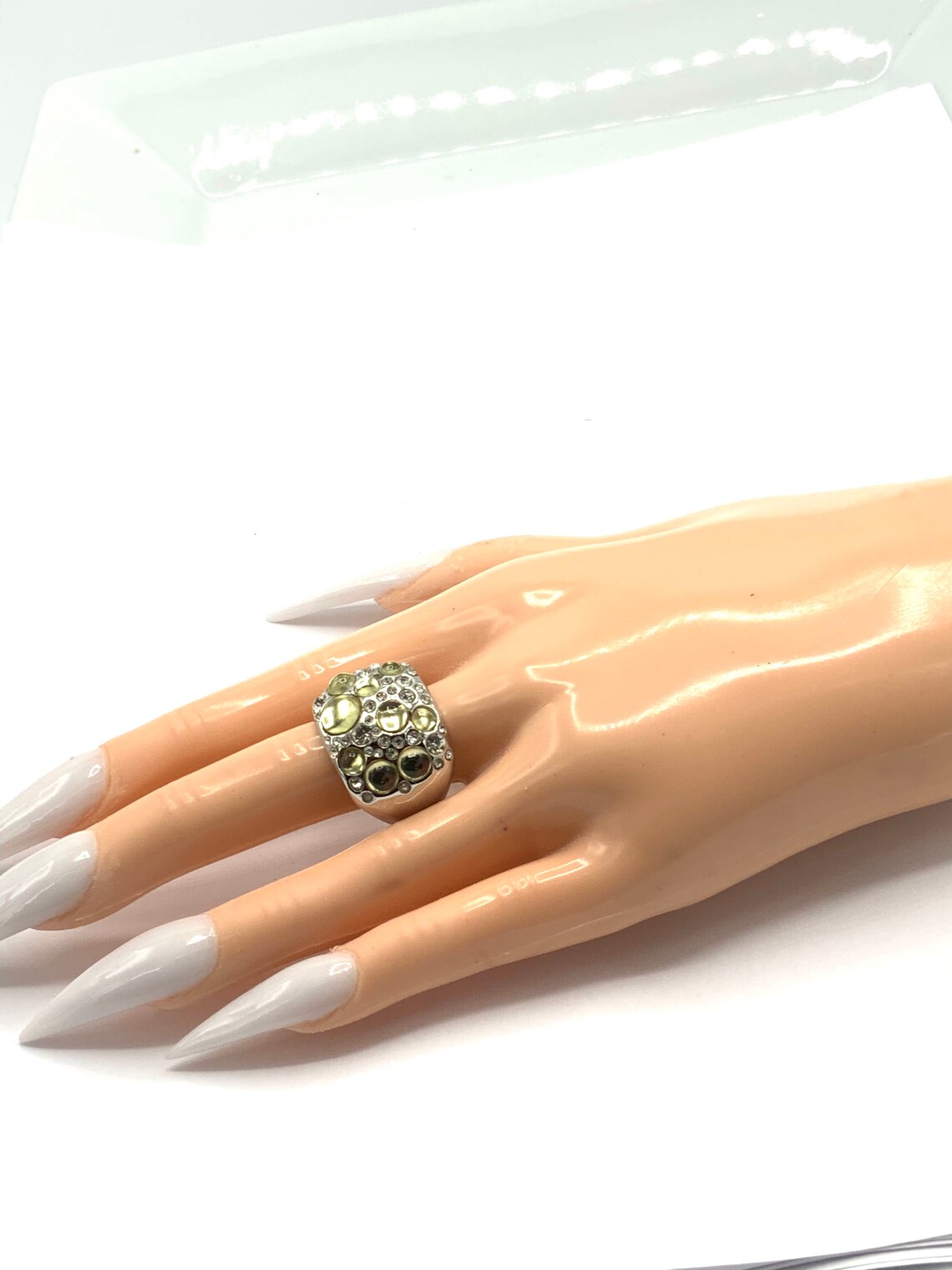 Gorgeous Multi Rhinestone Ring by Lia Sophia Silver Tone - Etsy UK