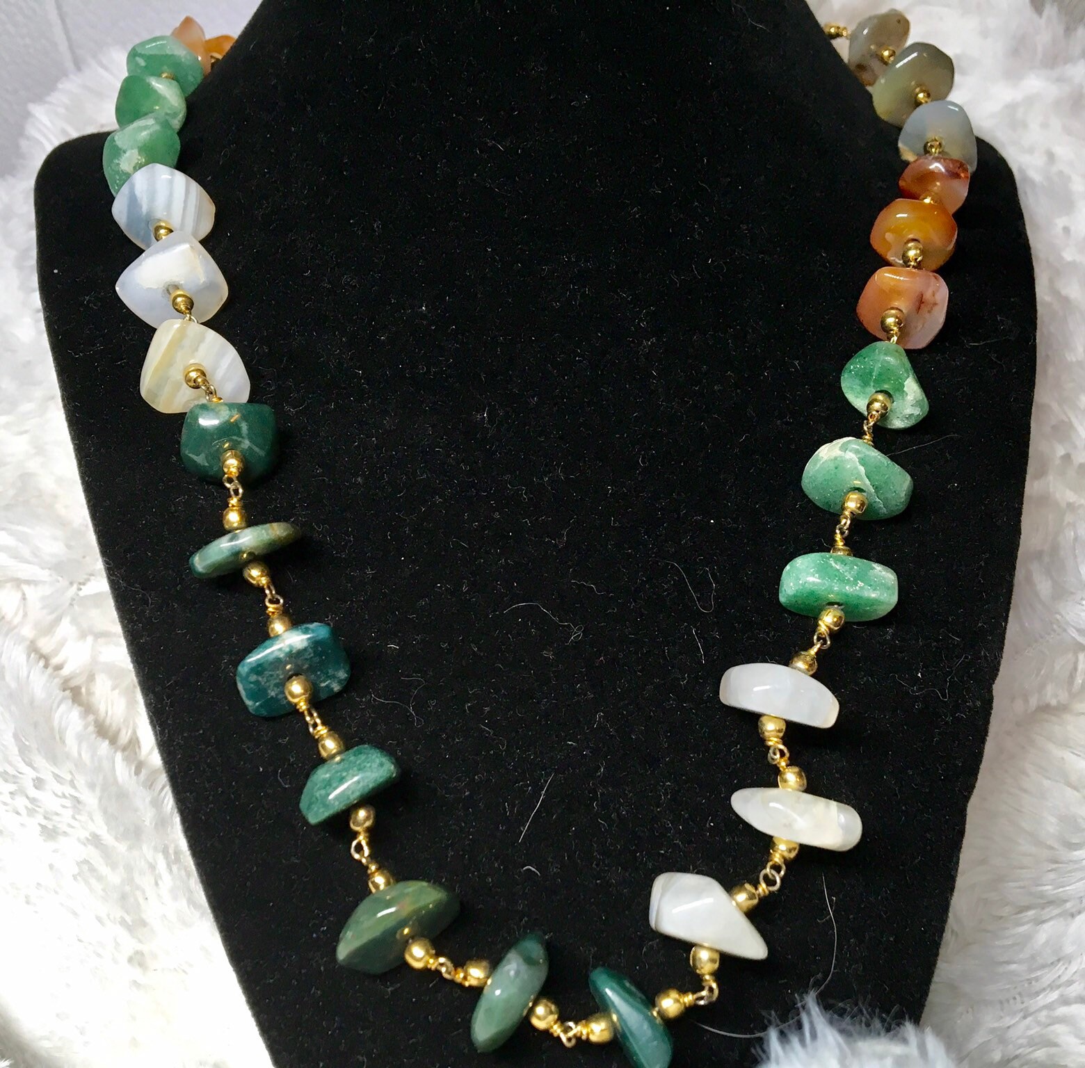 Collier en pierre dure multicolore vintage asiatique. 15 de | Etsy