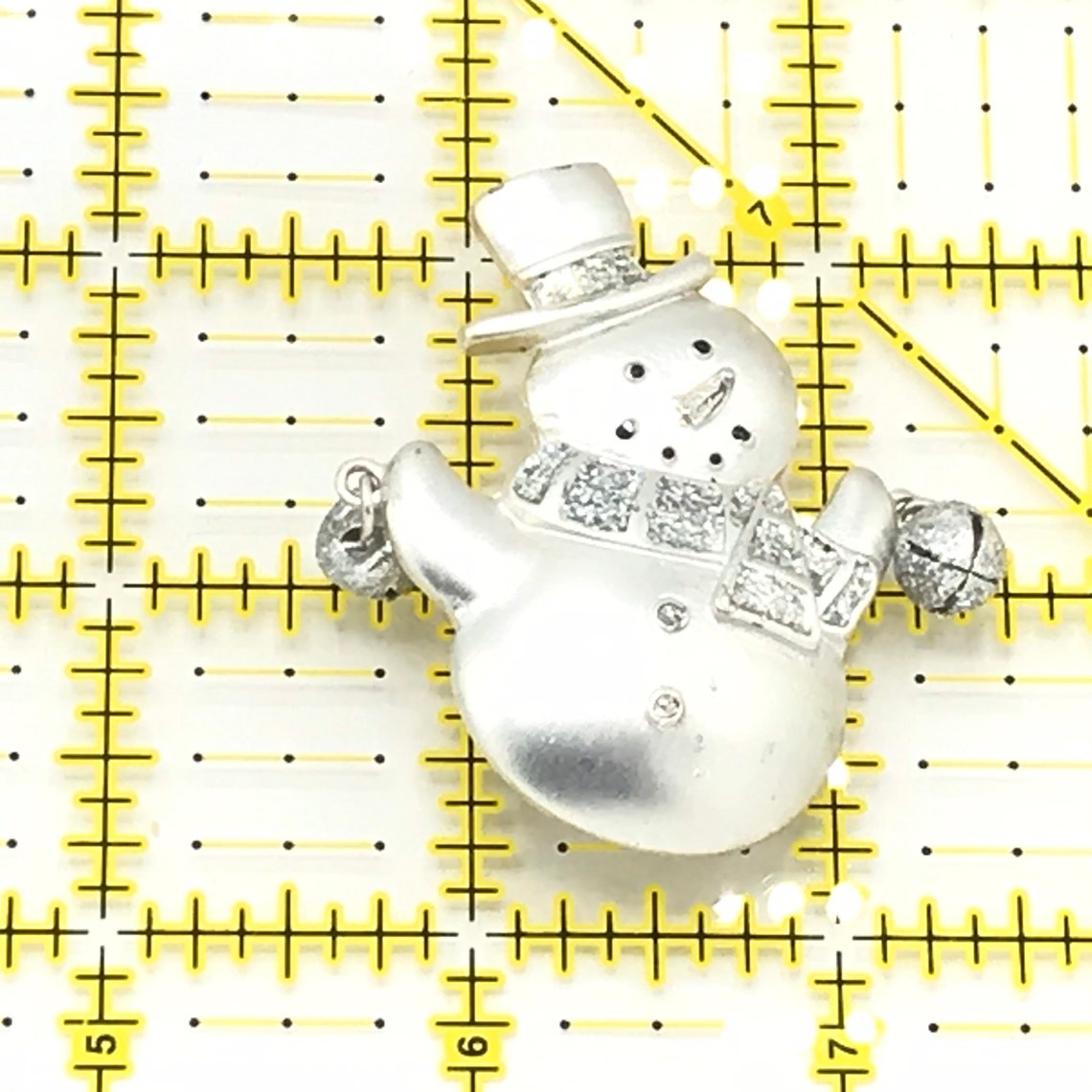 Vintage Silver Tone Snow Man Brooch With Rhinestone. - Etsy