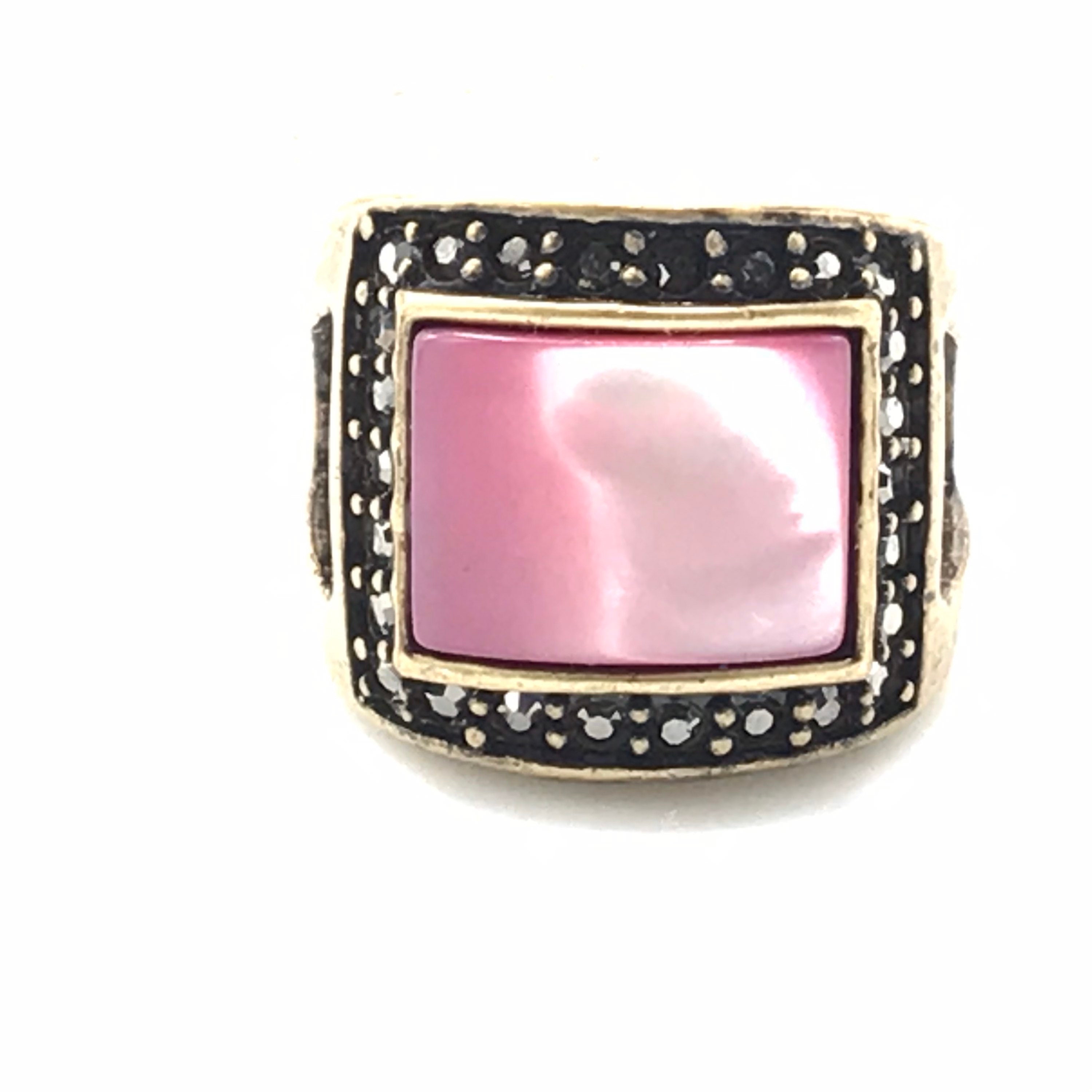 Gorgeous brass and pick ring by Lia Sophia with rhinestone | Etsy