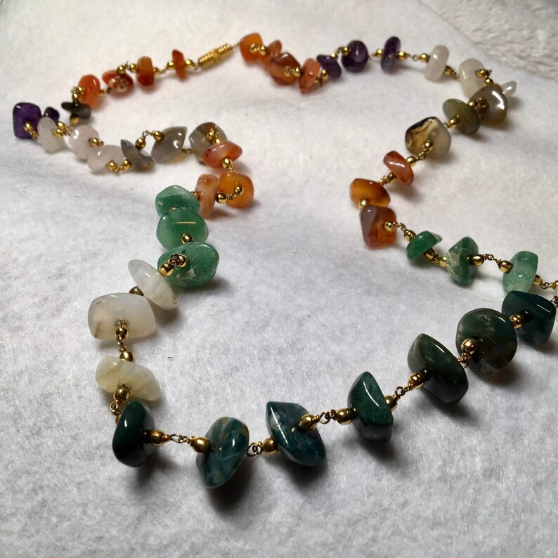 Collier en pierre dure multicolore vintage asiatique. 15 de | Etsy