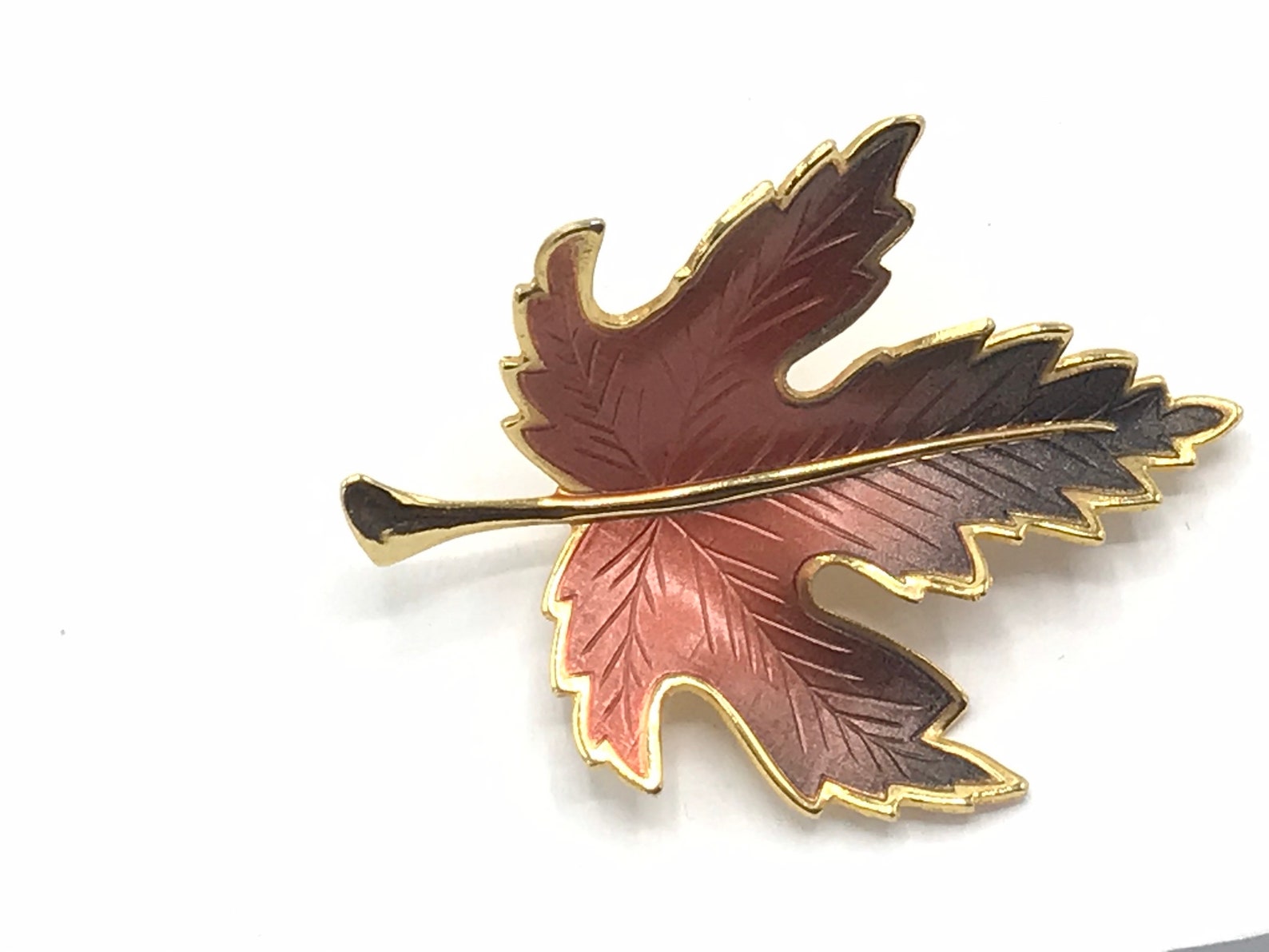 Vintage Enamel Leaf Brooch. - Etsy