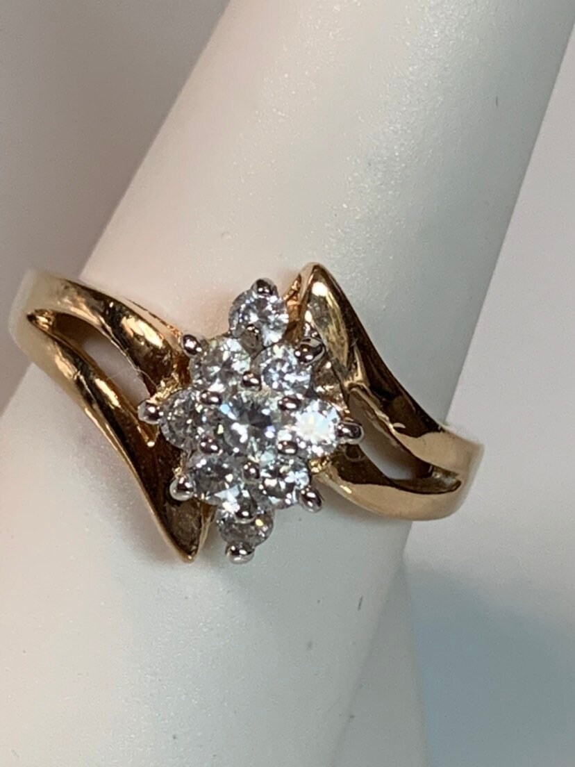 Zirconia and 18k GE ring signed size 9 | Etsy