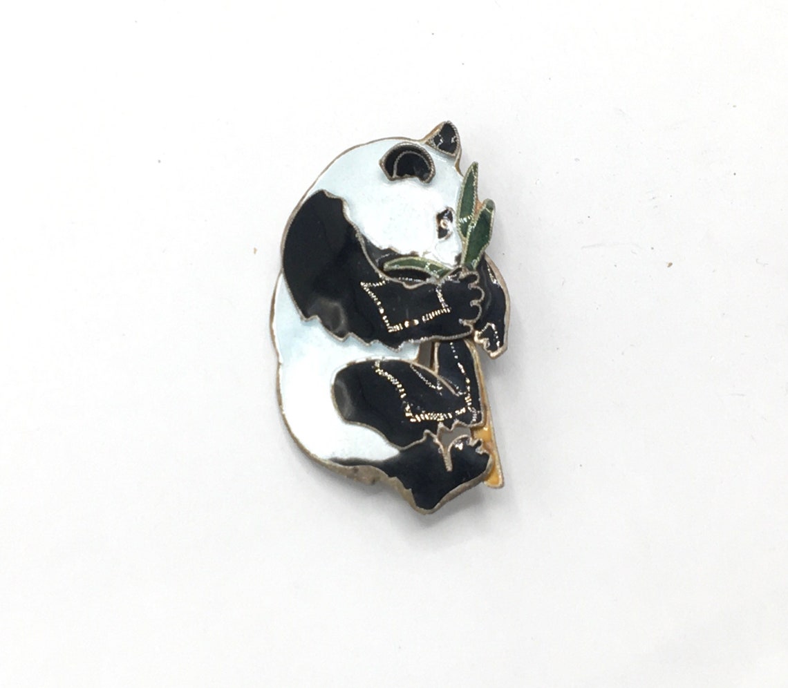 Vintage Enamel Panda Bear Brooch White and Black. - Etsy UK