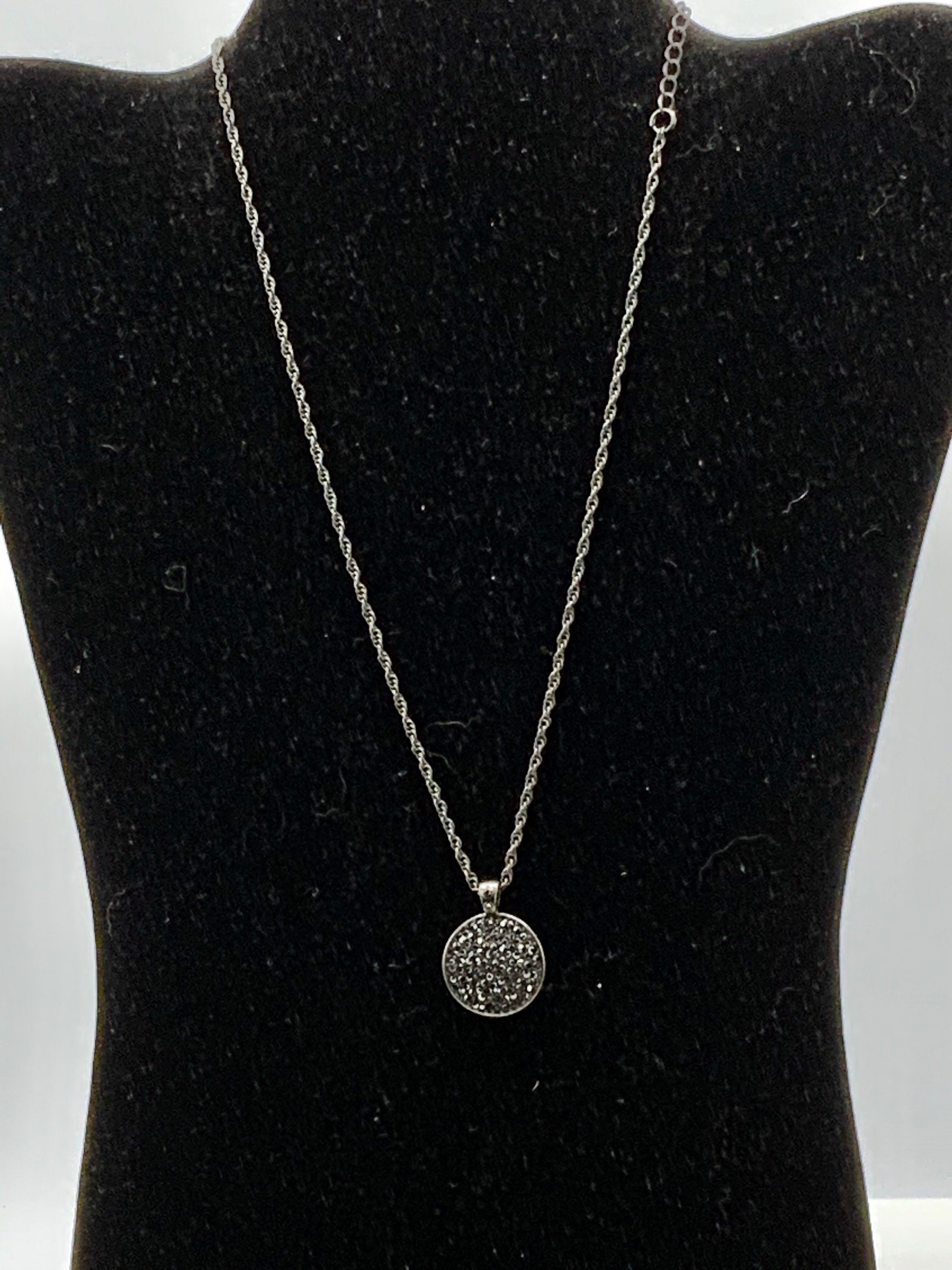 Pendentif rond scintillant avec strass et collier à chaîne | Etsy