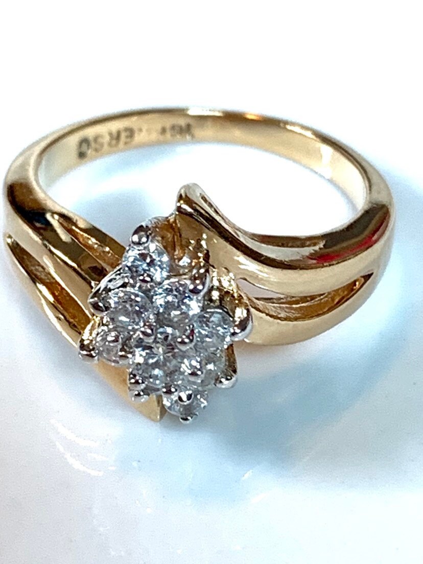 Zirconia and 18k GE ring signed size 9 | Etsy