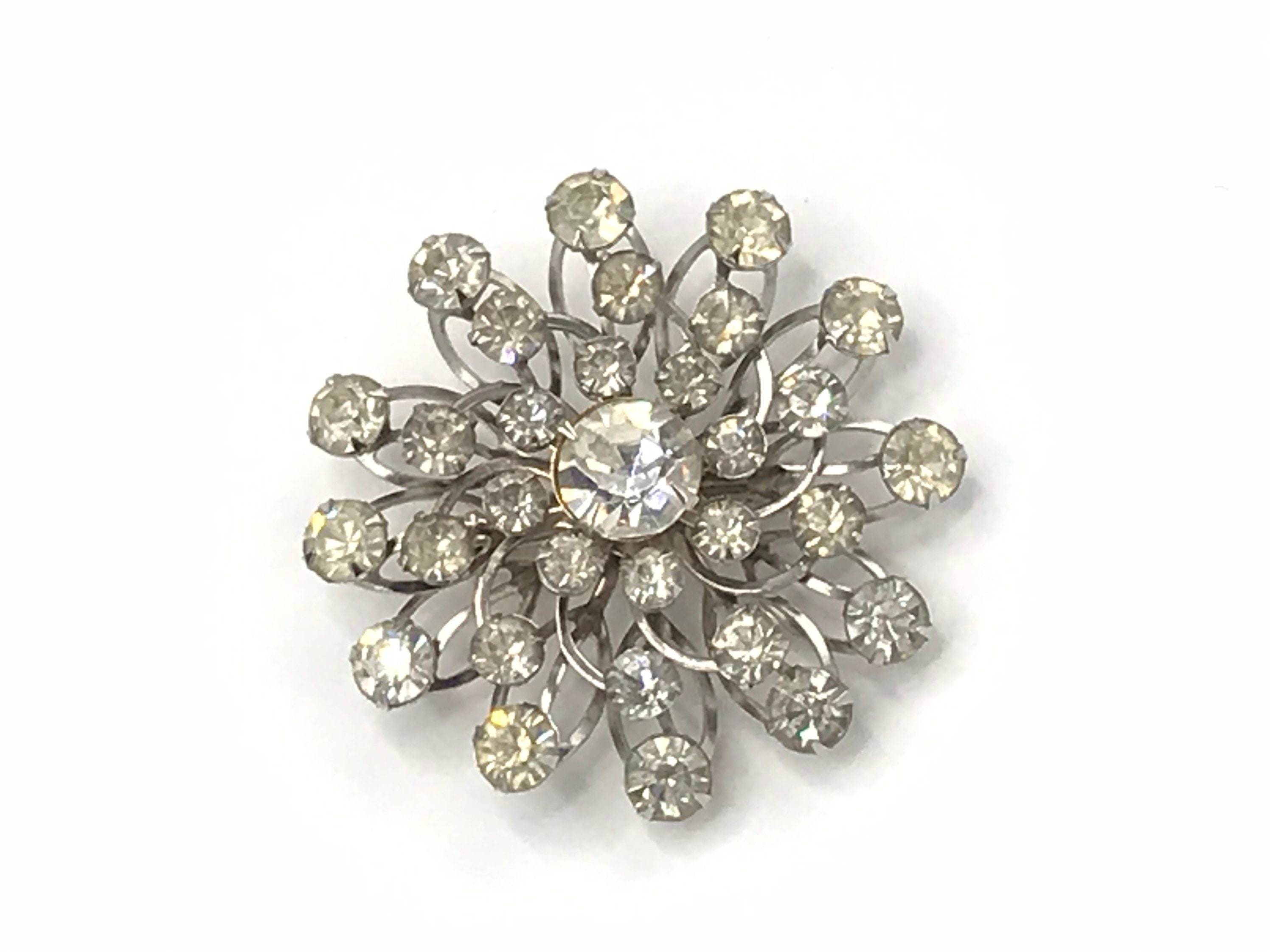 Vintage Round Rhinestone Brooch - Etsy UK