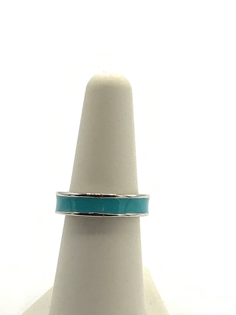 Gorgeous Collectible Silver and Light Blue Enamel Band Ring by - Etsy