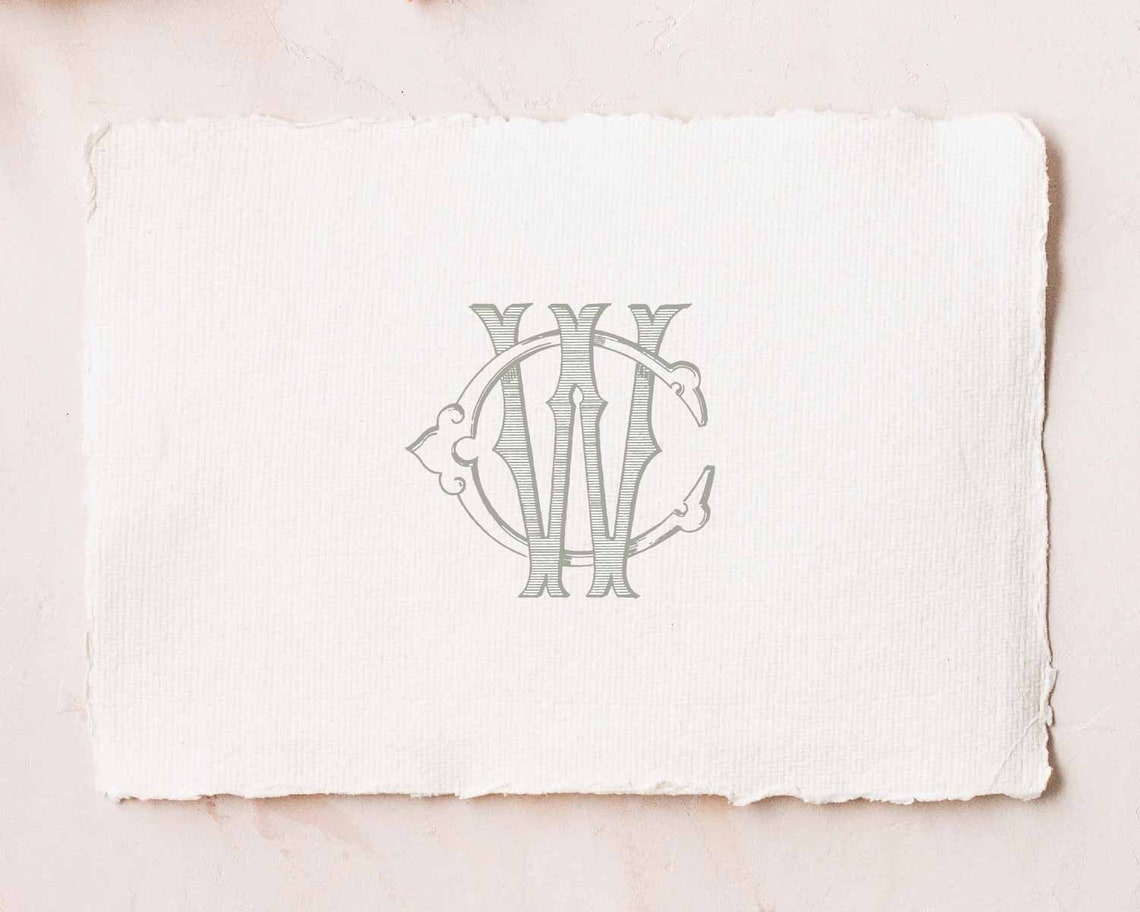 Vintage Wedding Monogram CW WC - Wedding Invitation, Digital Download ...