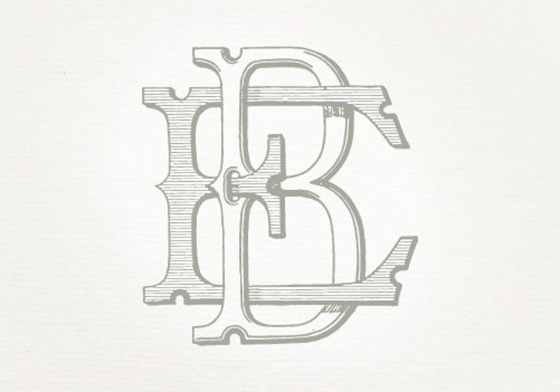Vintage Wedding Monogram BE EB - Wedding Invitation, Digital Download ...