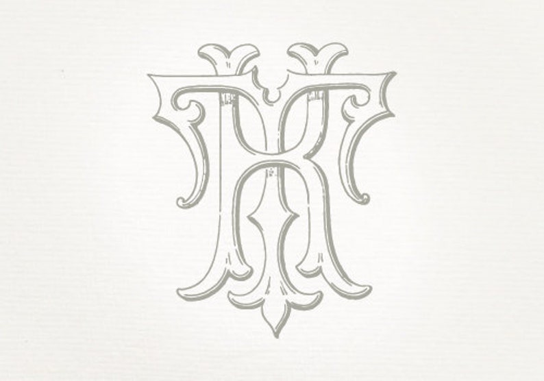Vintage Wedding Monogram KT TK - Wedding Invitation, Digital Download ...