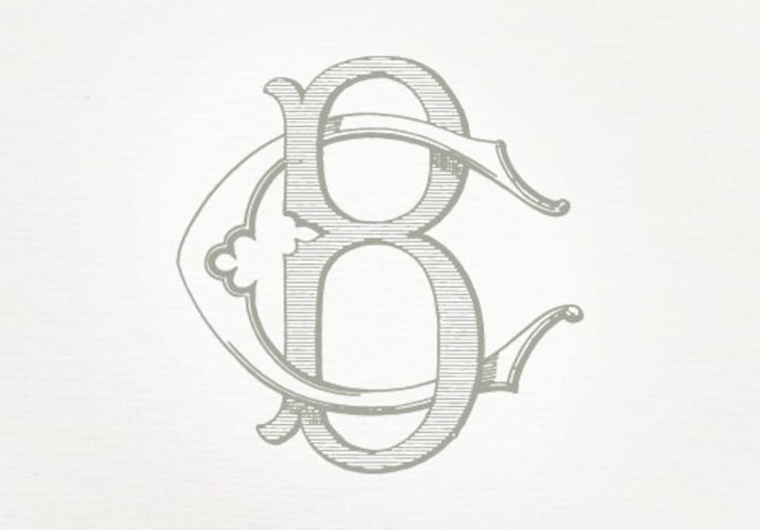 Vintage Wedding Monogram BC CB - Wedding Invitation, Digital Download ...