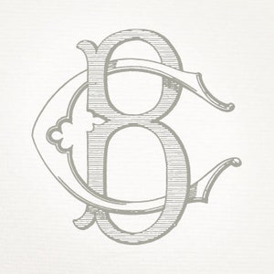 Vintage Wedding Monogram BC CB - Wedding Invitation, Digital Download ...