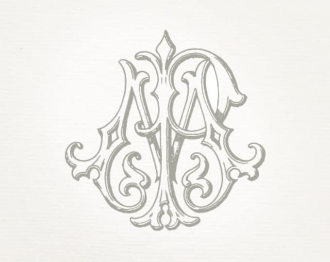 Custom Vintage Monogram MP PM Vintage Monogram Interlocking - Etsy