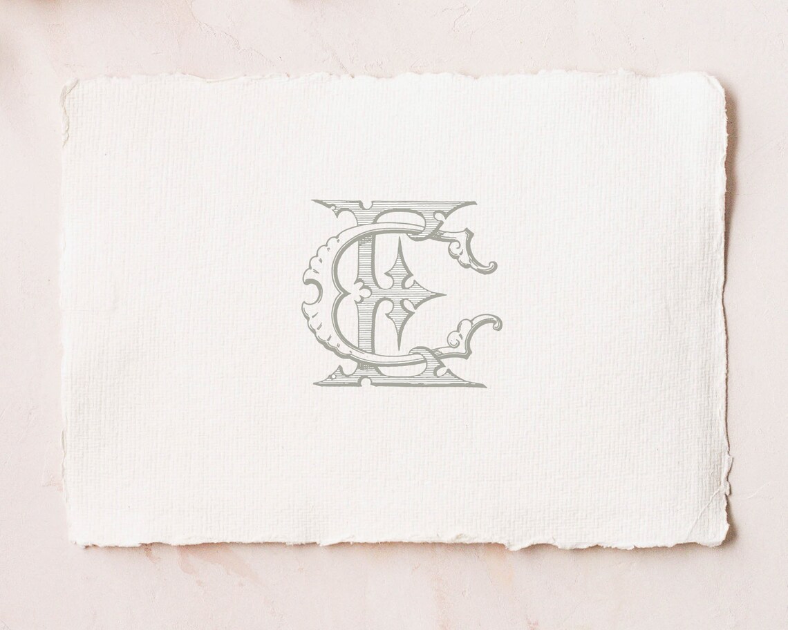 Vintage Wedding Monogram CE EC - Wedding Invitation, Digital Download ...