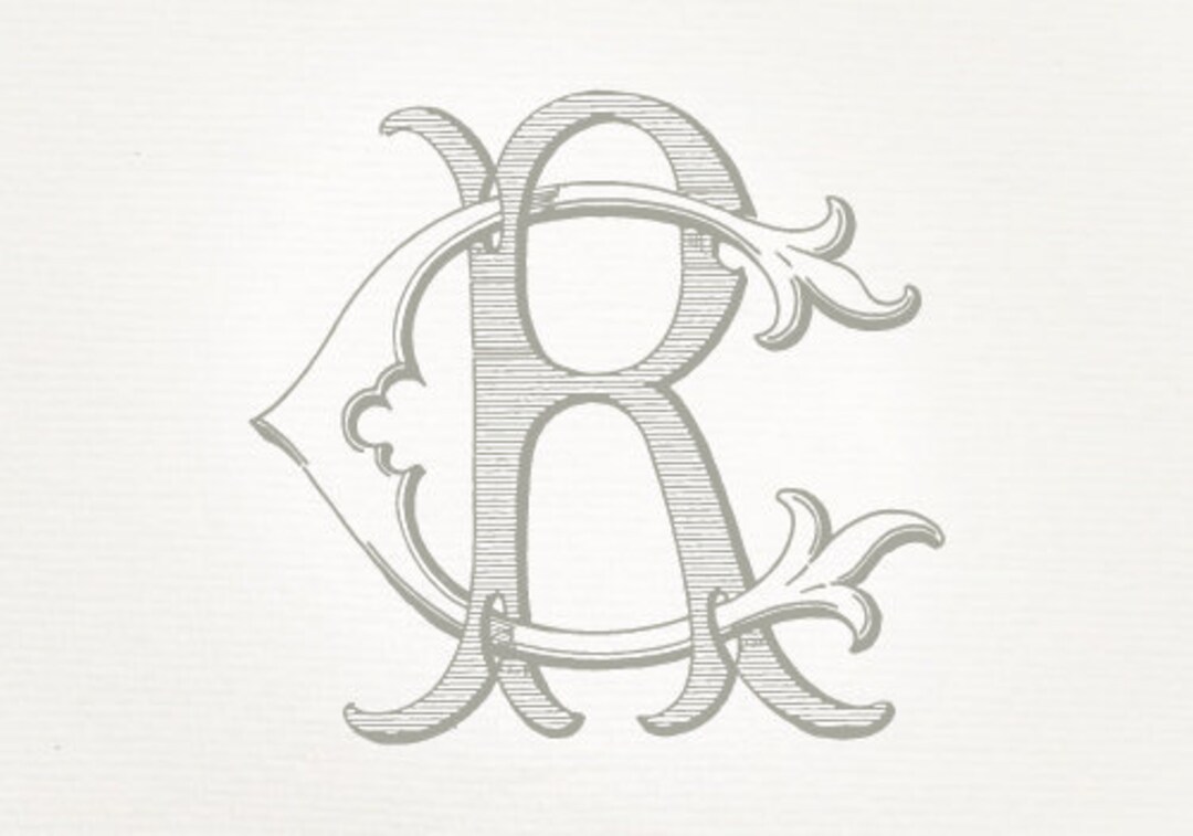 Vintage Wedding Monogram CR RC - Wedding Invitation, Digital Download ...
