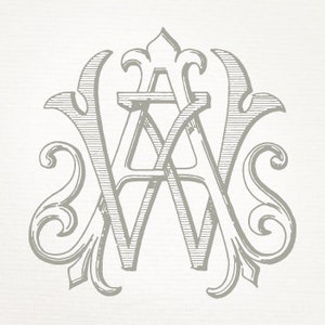 Vintage Wedding Monogram AW WA - Wedding Invitation, Digital Download ...