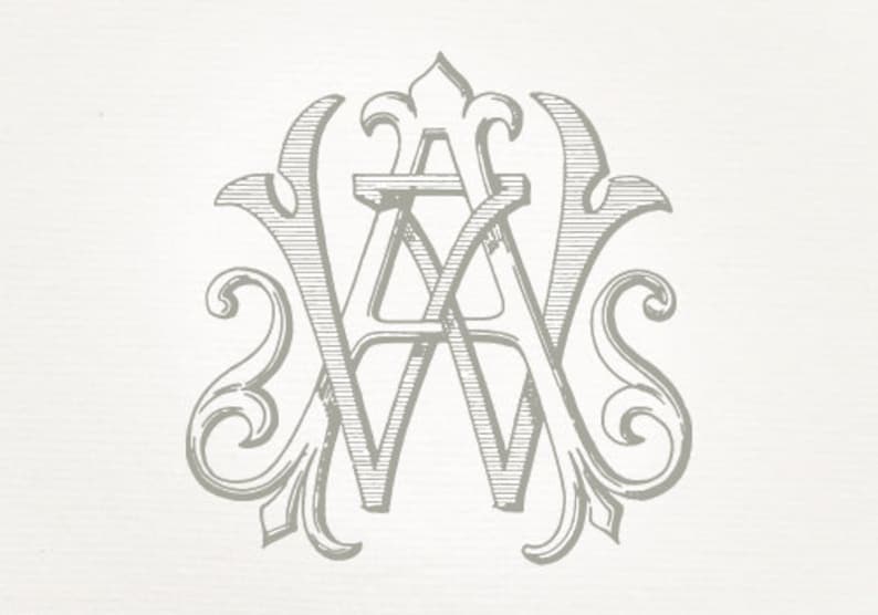 Vintage Wedding Monogram AW WA Invitación de boda Descarga - Etsy España