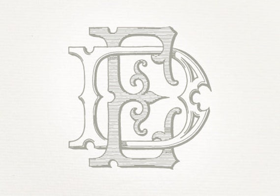 Vintage Wedding Monogram DE ED Wedding Invitation Digital | Etsy