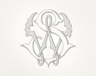 Wedding Monogram SW WS Interlocking Monogram Digital - Etsy