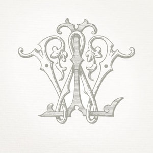 Vintage Wedding Monogram LW WL - Wedding Invitation, Digital Download ...