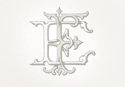 Vintage Wedding Monogram EF FE - Wedding Invitation, Digital Download ...