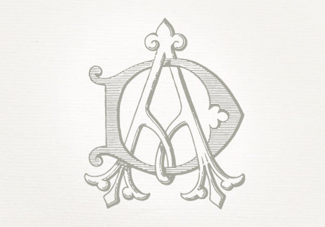 Vintage Wedding Monogram AD DA - Wedding Invitation, Digital Download ...