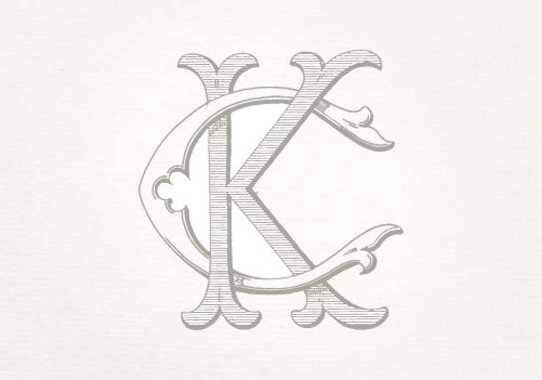 Vintage Wedding Monogram CK KC - Wedding Invitation, Digital Download ...