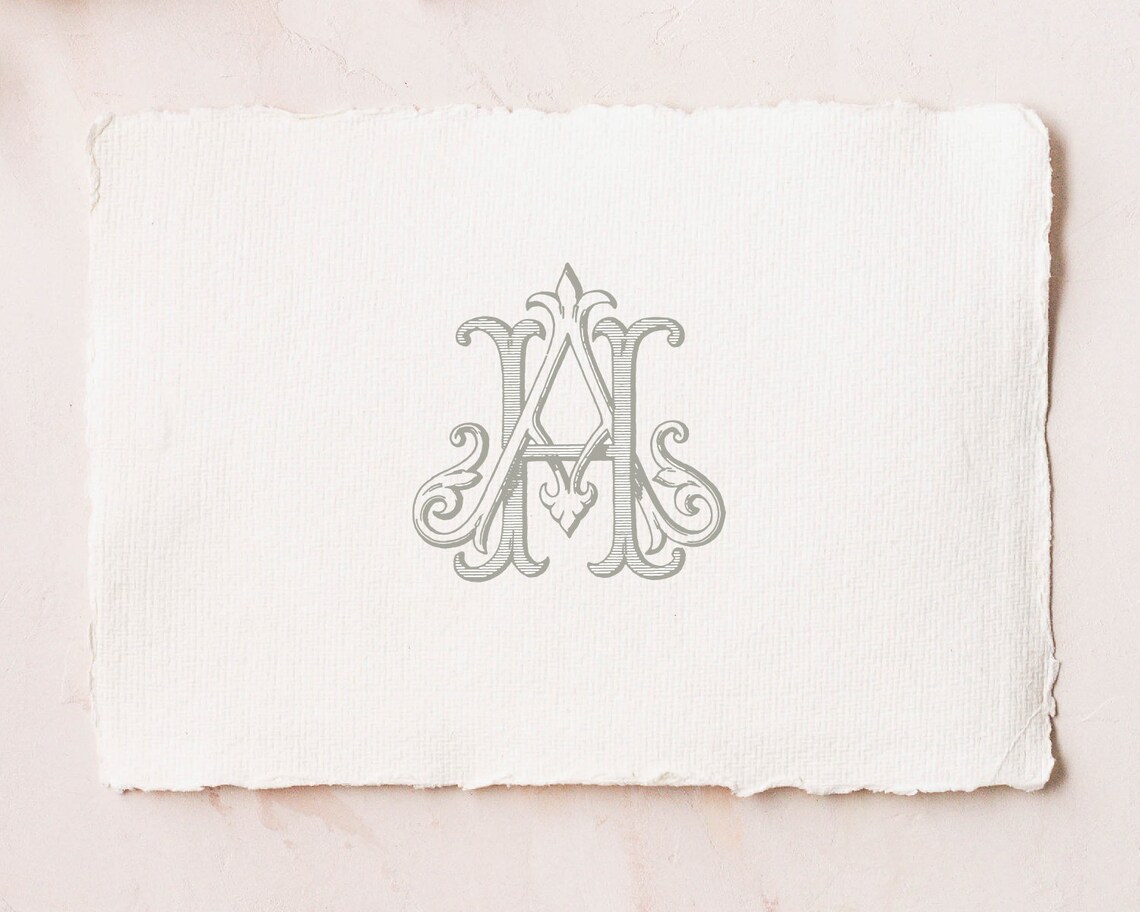 Vintage Wedding Monogram AH HA - Wedding Invitation, Digital Download ...